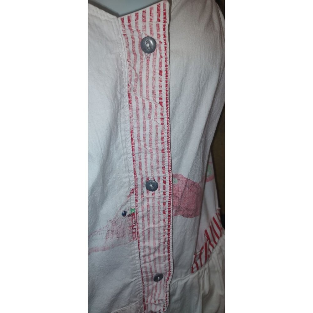 1970's Vintage Osfm White & Red Striped Airplane Romp… - Gem